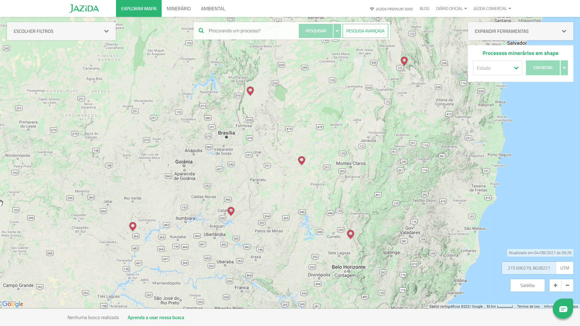 Como inserir uma coordenada no mapa?